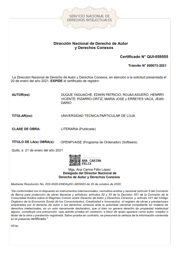 OpenPvaise obtiene registro oficial SENADI | Vinculacion